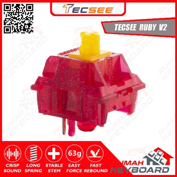 SWITCH - TECSEE - RUBY V2 - 5 PIN - 63.5g - LINEAR - FACTORY LUBE - Rumah Keyboard