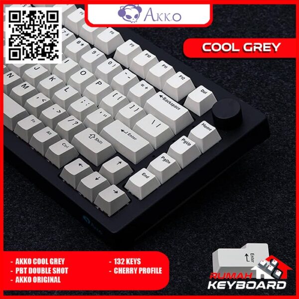 KEYCAP - KEYCAPS - CHERRY - AKKO COOL GREY - PBT KEYCAP - DOUBLE SHOT ...